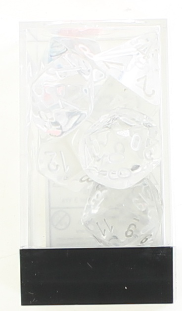 Translucent Clear/White Polyhedral 7-die set