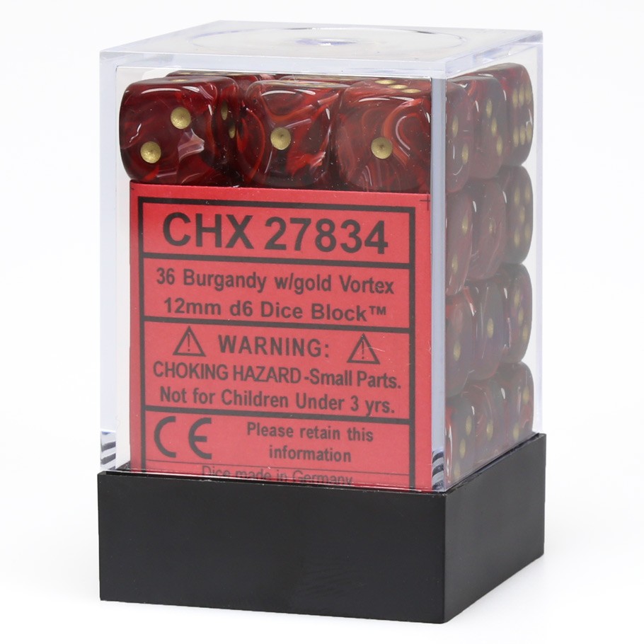 Chessex 12mm Dice Block Vortex Burgundygold